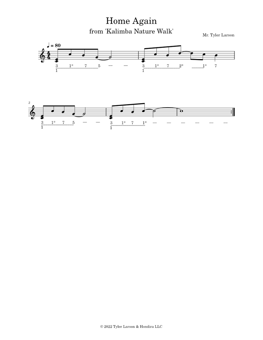 Home Again by Mr. Tyler Larson Sheet music for Kalimba (Solo ...
