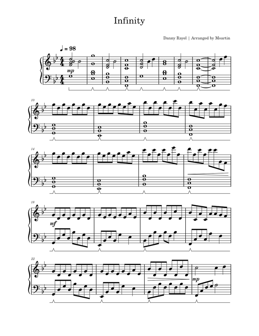 Infinity Sheet Music for Piano (Solo) | MuseScore.com