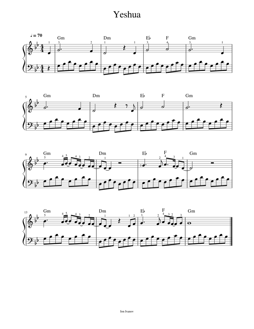 Yeshua Sheet Music with Chords for Piano (Solo) easy | MuseScore.com