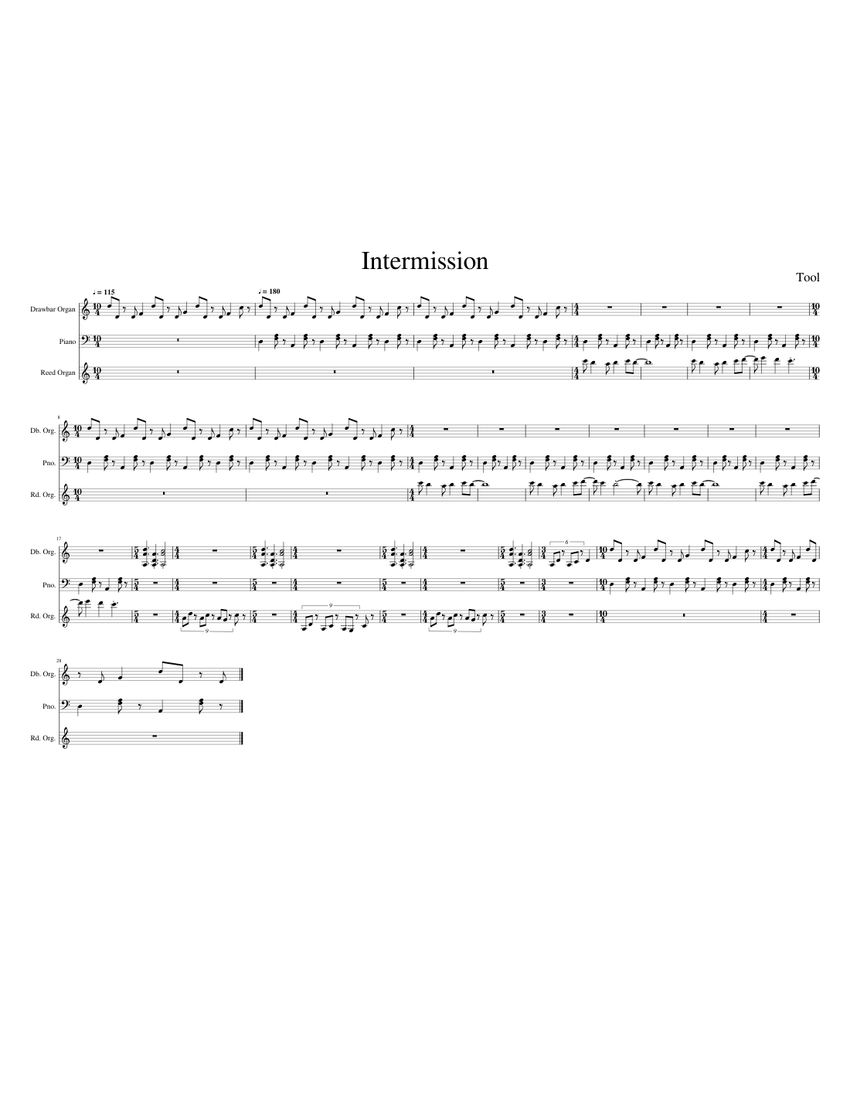Intermission Sheet Music for Piano, Organ, Synthesizer (Mixed Trio ...