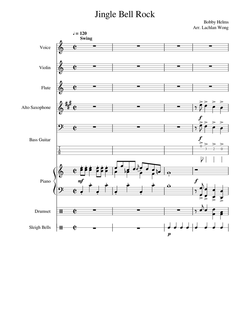Jingle Bell Rock Sheet music for Piano, Vocals, Flute, Saxophone alto ...