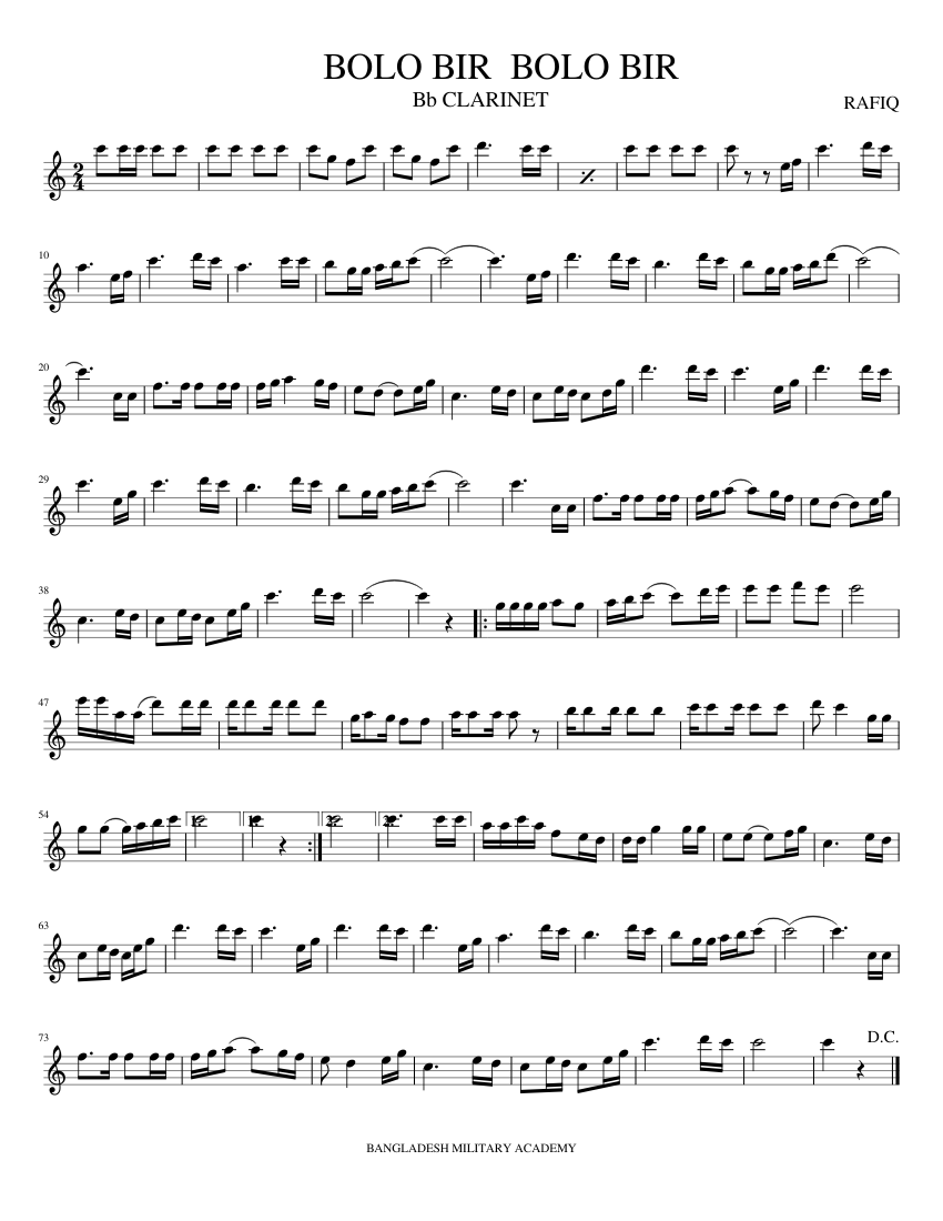 BOLO BIR BOLO BIR Sheet music for Clarinet in b-flat (Solo) | Musescore.com