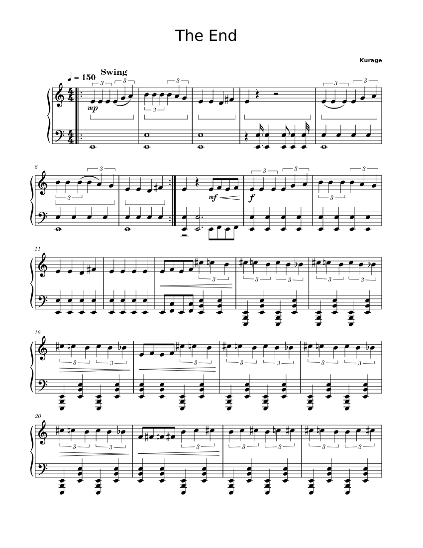 The End Sheet music for Piano (Solo) Easy | Musescore.com