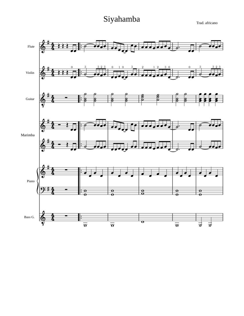 African Marching Song(Siyahamba) – Misc Traditional Sheet Music for ...