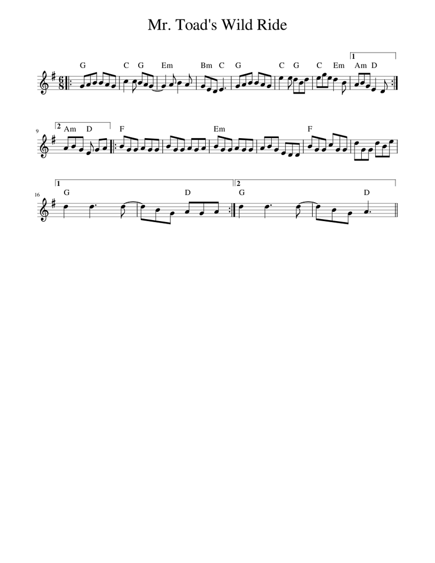 Mr. Toad's Wild Ride Sheet music for Piano (Solo) Easy | Musescore.com