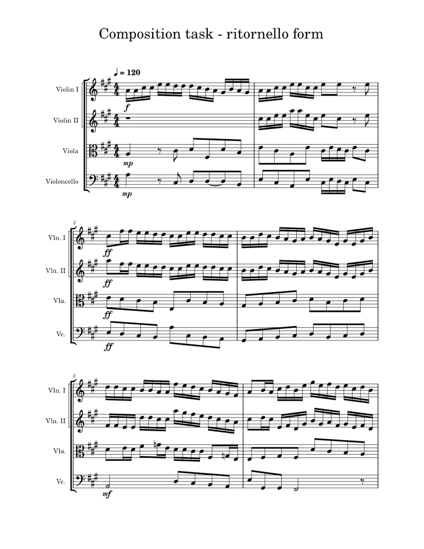 Composition_task_-_ritornello_form Sheet Music for Violin, Viola, Cello ...