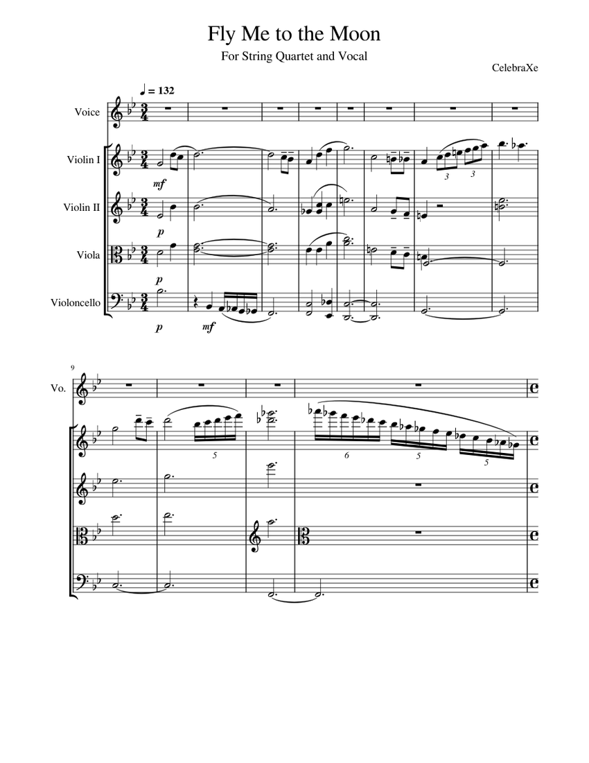 Fly me to the moon – Bart Howard Fly me to the moon – For String Quartet and Vocal (based on EVA ...