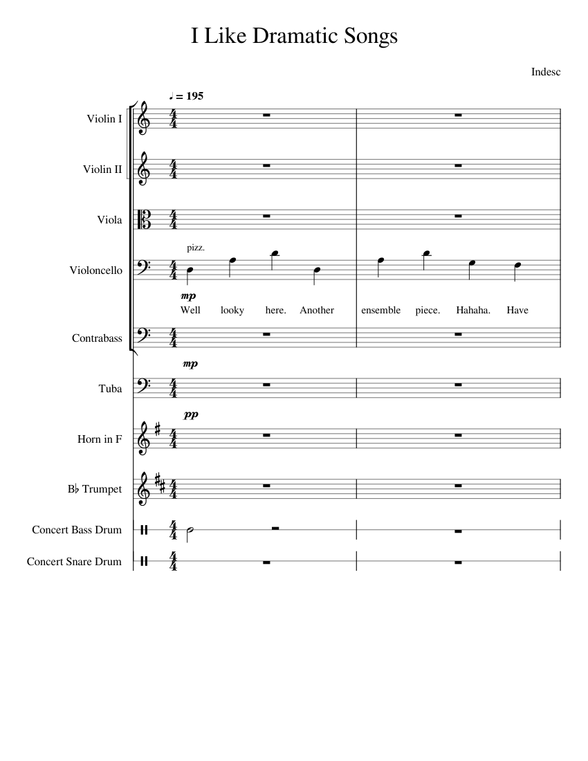 I Like Dramatic Songs Sheet music for Tuba, Trumpet in b-flat, French ...