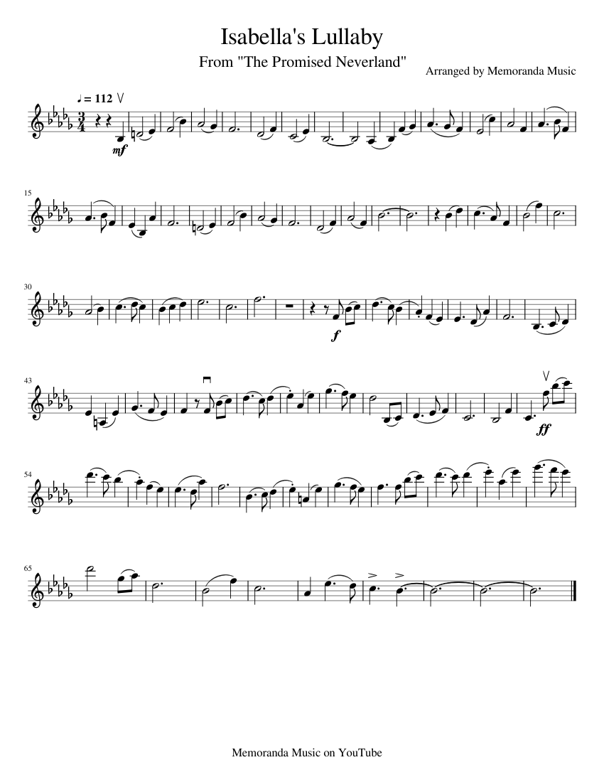 The Promised Neverland OST "Isabella's Lullaby" (Violin Arrangement ...