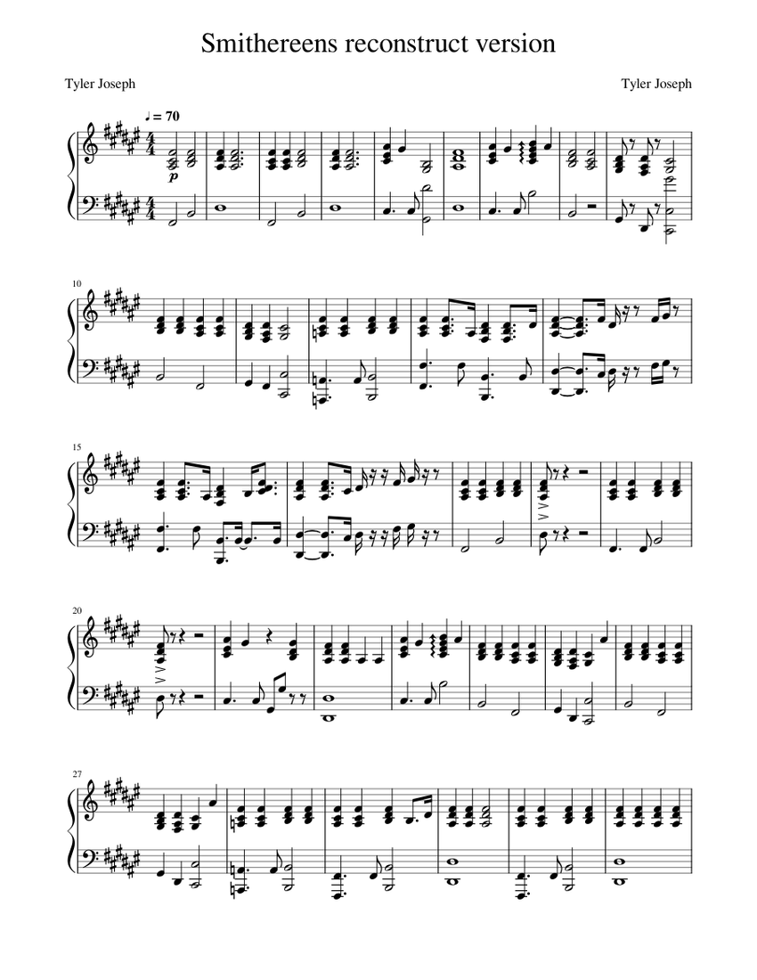 Smithereens reconstruct version Sheet music for Piano (Solo) Easy ...
