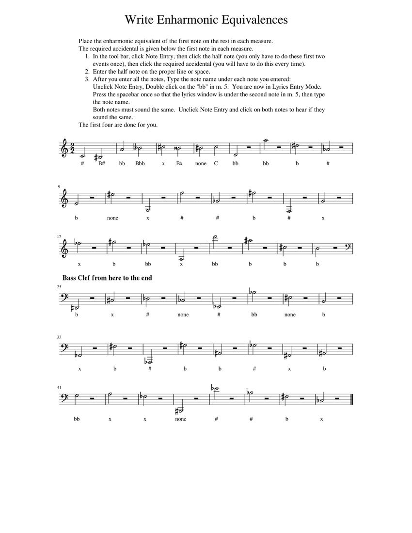 100 Write Enharmonic Equivalence-1 Sheet music for Piano (Solo) Easy ...