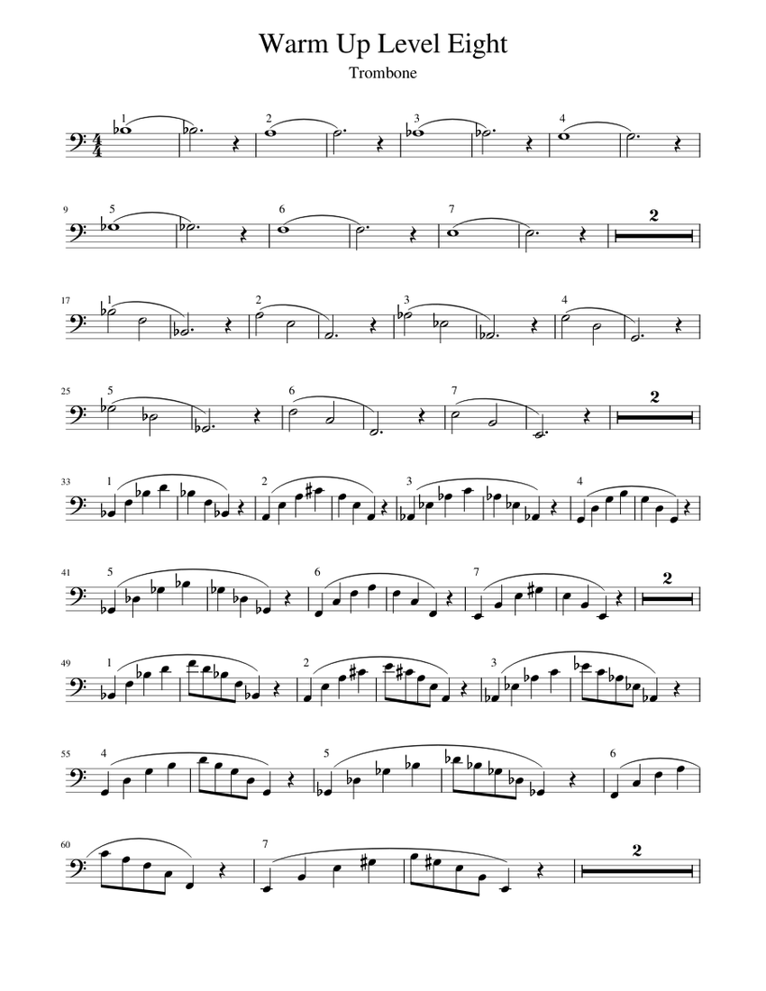 Trombone Warm Up Series - Level Eight Sheet music for Trombone (Solo ...