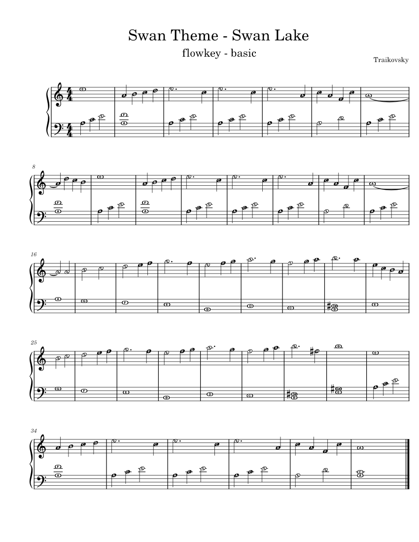 Theme from Swan Lake – Pyotr Ilyich Tchaikovsky Theme from Swan Lake – Tchaikovsky Sheet music ...