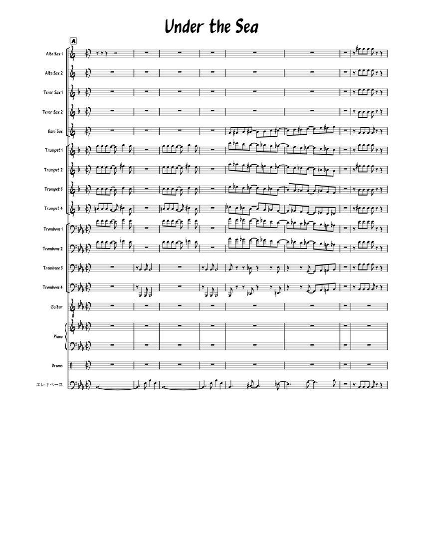 Under_the_Sea Score Sheet music for Piano, Trombone, Saxophone alto ...