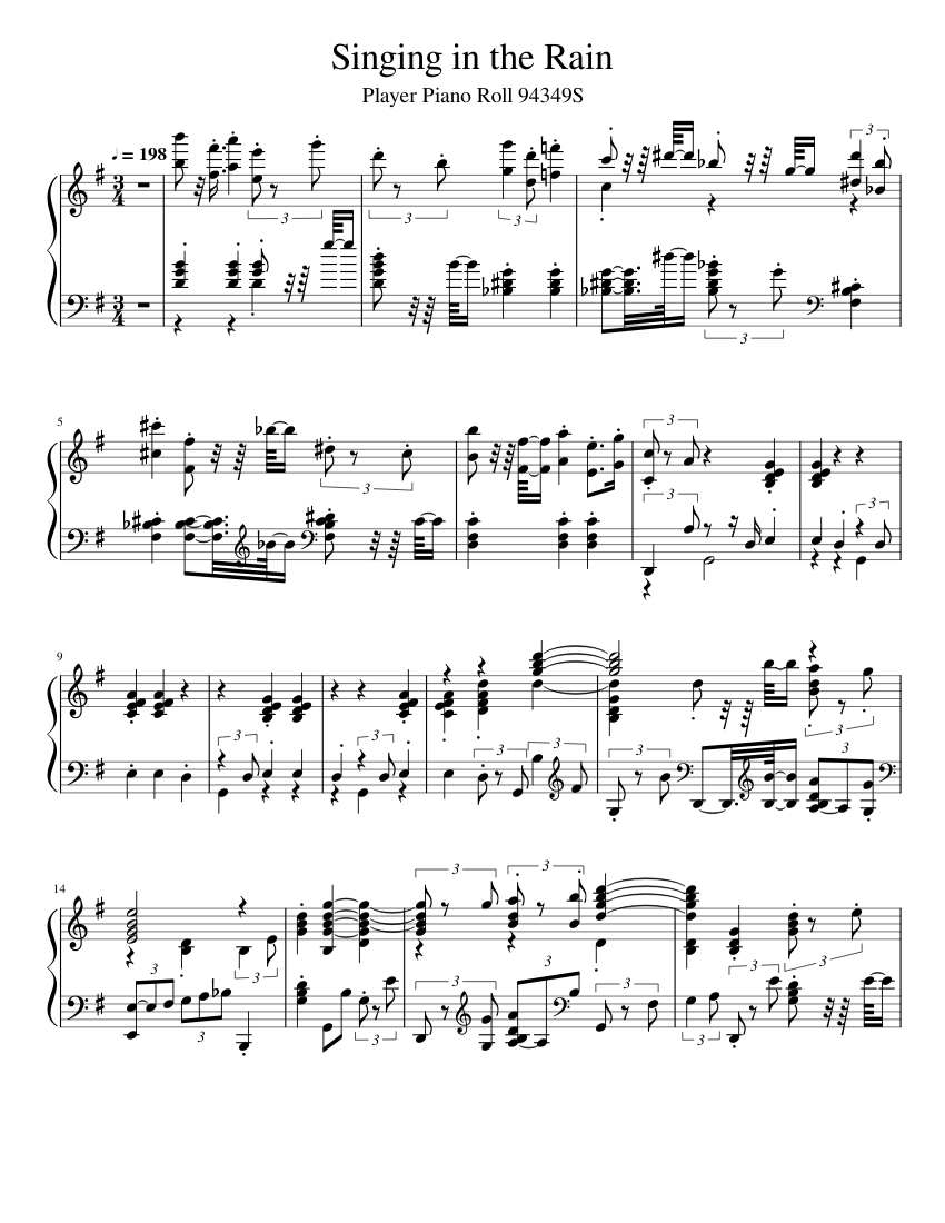 Singing in the Rain Sheet Music for Piano (Solo) | MuseScore.com