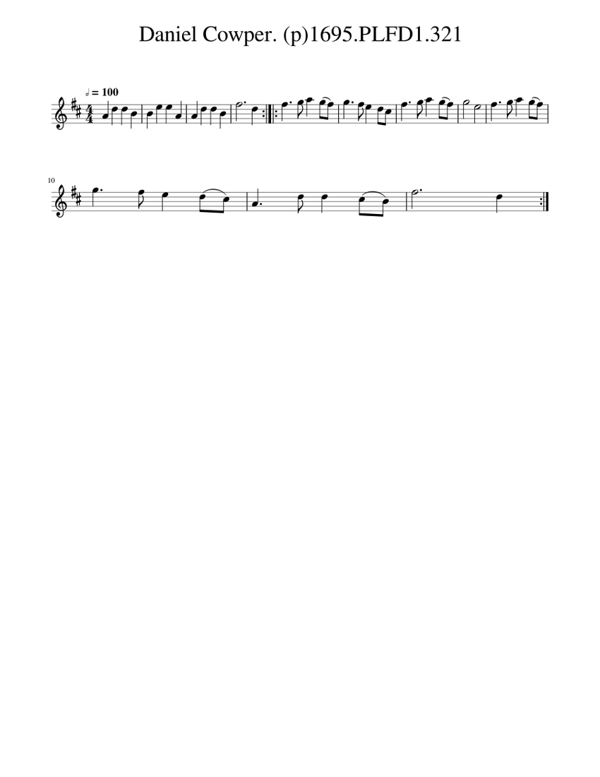 Daniel Cowper. (p)1695.PLFD1.321 Sheet music for Piano (Solo ...