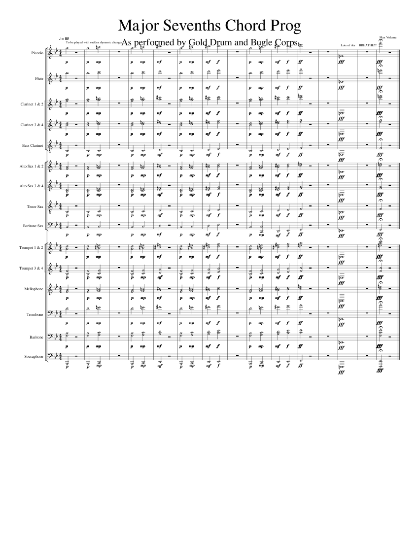 Marching Band Power Chords - Major 7ths Sheet Music for Trombone, Tuba ...