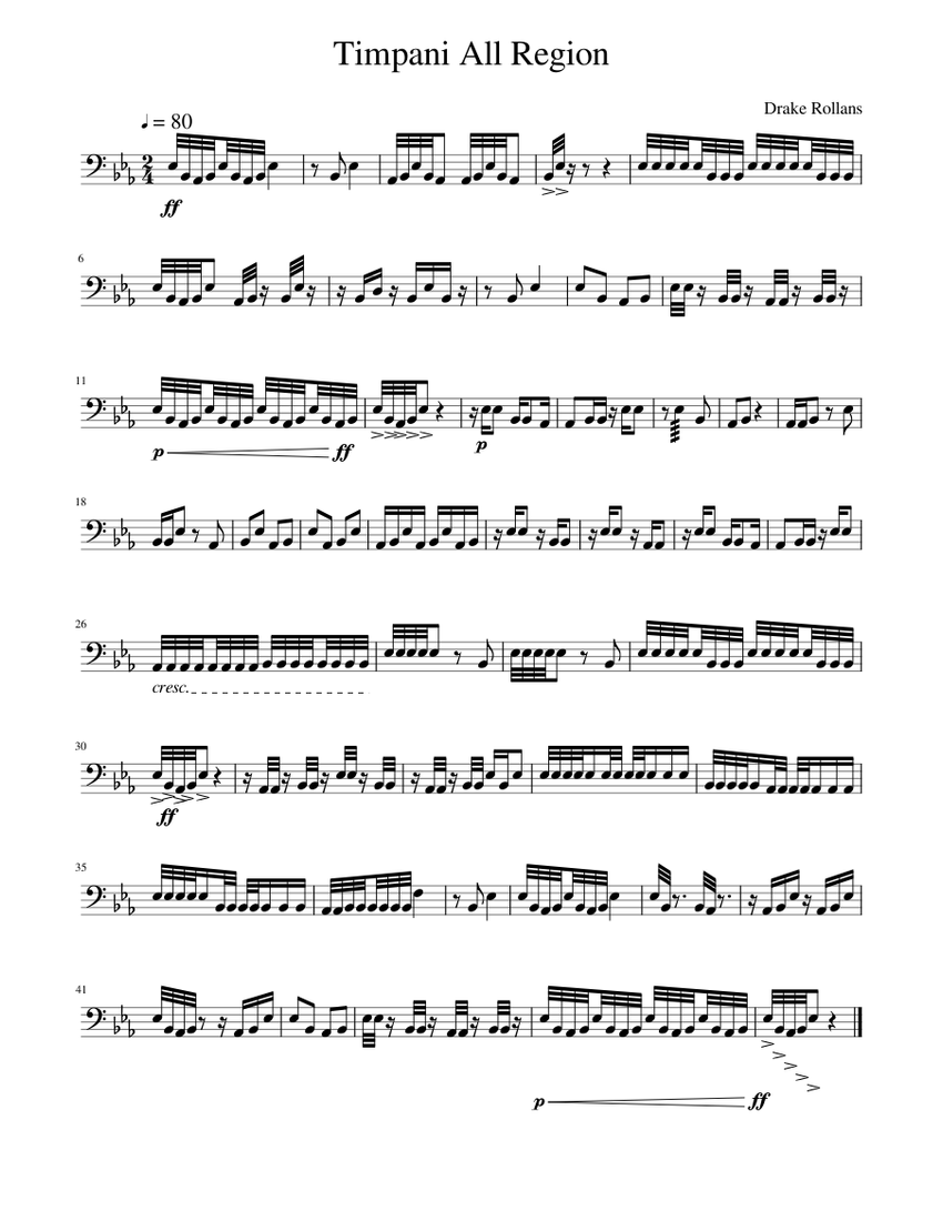 Region 9 Timpani Exercise Sheet music for Timpani (Solo) | Musescore.com