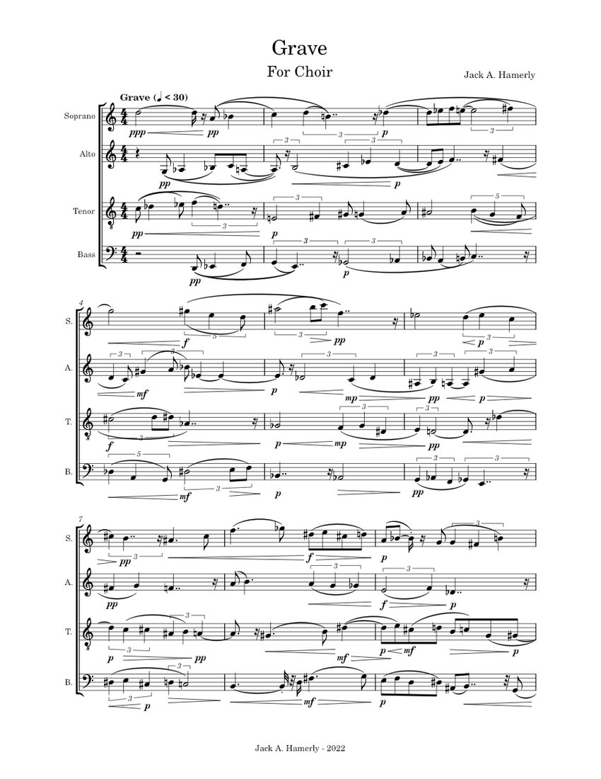 Grave Sheet music for Soprano, Alto, Tenor, Bass voice (Choral ...