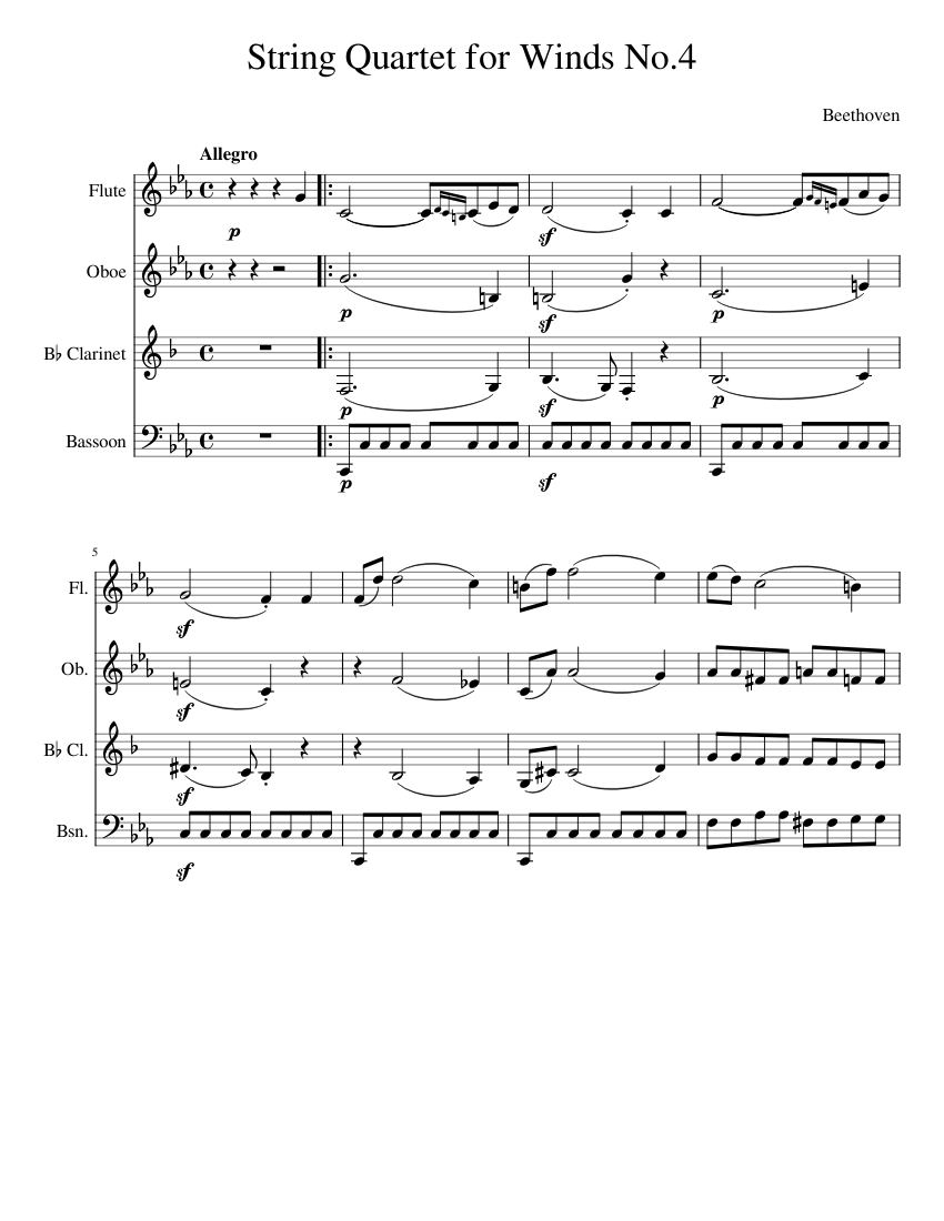 String_Quartet_for_Winds_No.4 Sheet music for Flute, Oboe, Clarinet in ...