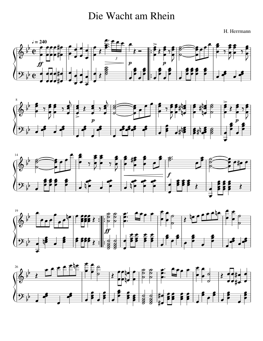 Die Wacht am Rhein Sheet Music for Piano (Solo) | MuseScore.com