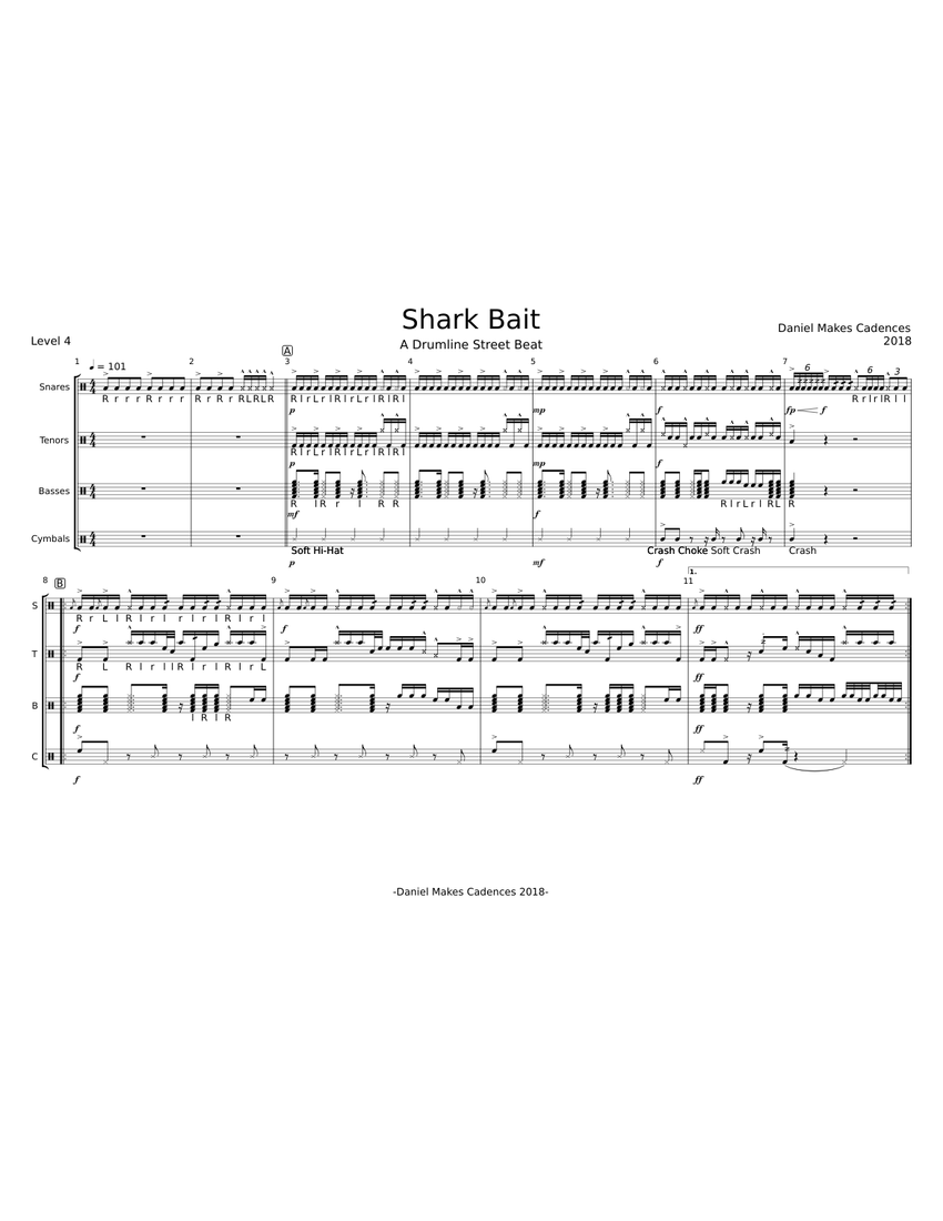 MuseScore 4 Test - Shark Bait Sheet music for Tuba, Drum group (Mixed ...