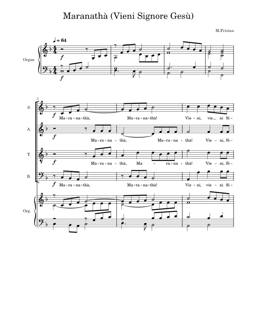 Maranathà – Marco Frisina Maranathà Vieni Signore Gesù Sheet Music for ...