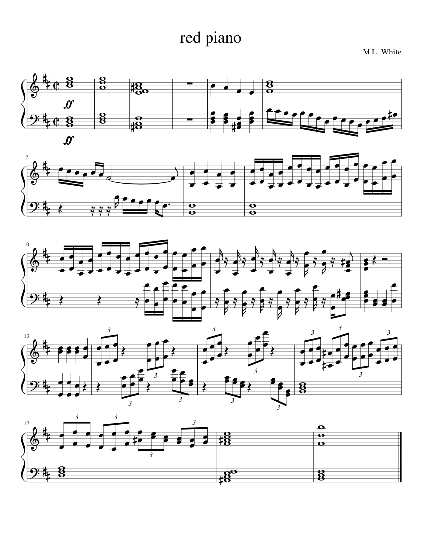 red piano Sheet music for Piano (Solo) | Musescore.com