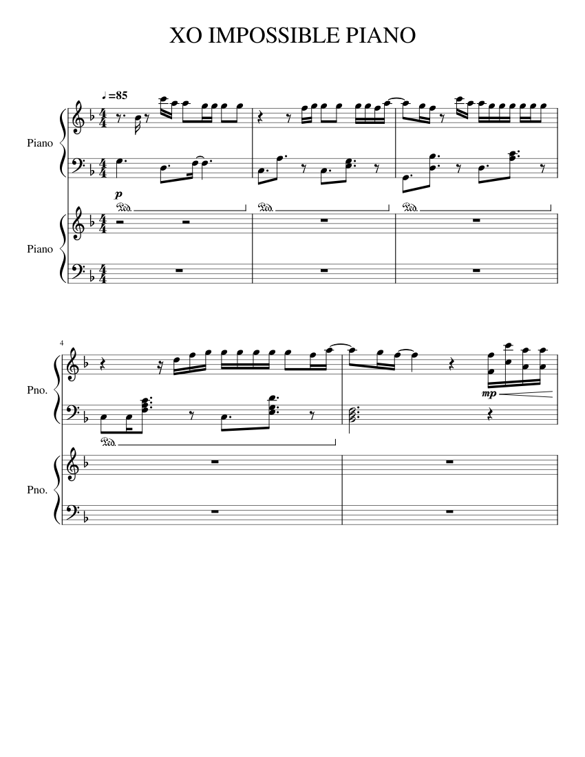 XO IMPOSSIBLE PIANO (wip) Sheet music for Piano (Piano Duo) | Musescore.com