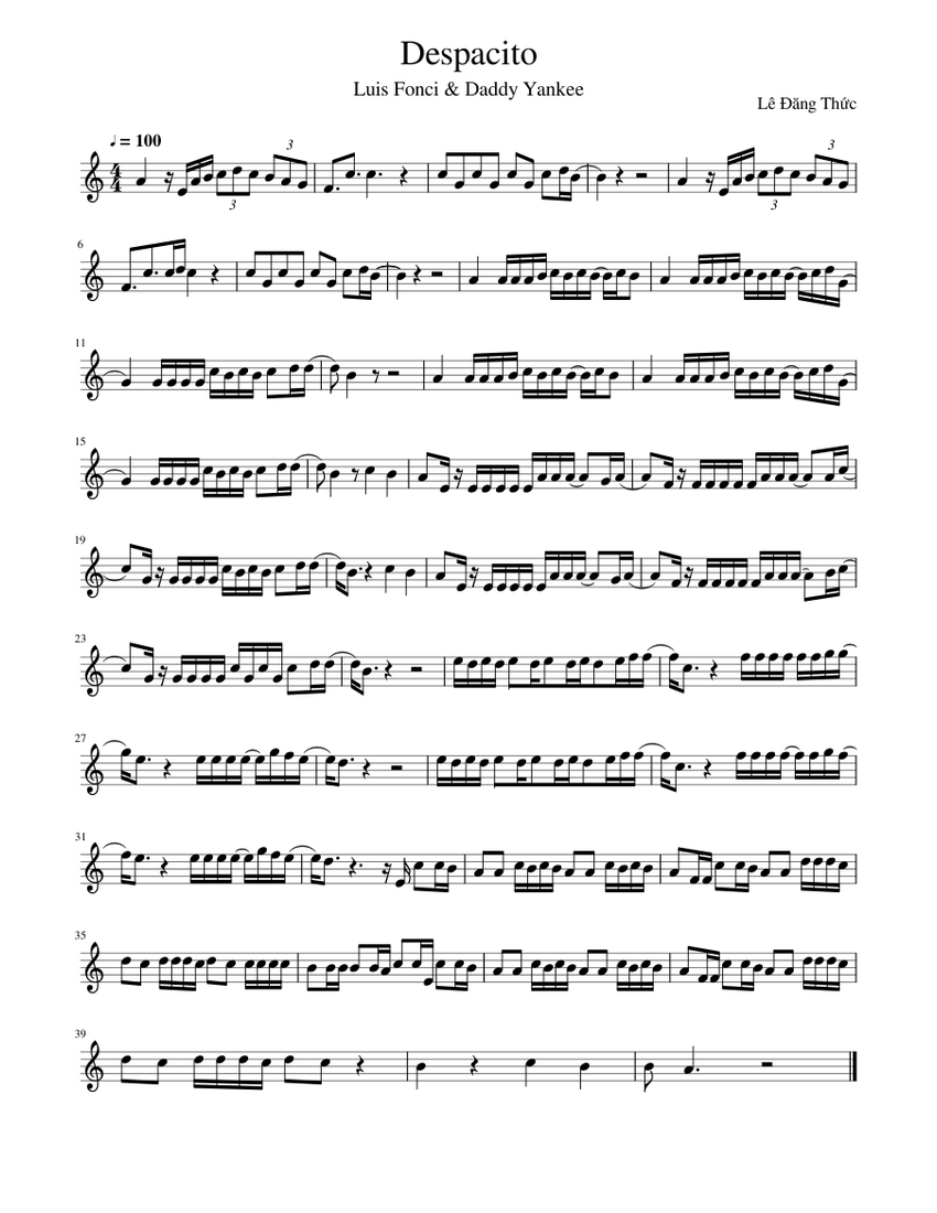 Despacito Sheet music for Violin (Solo) | Musescore.com