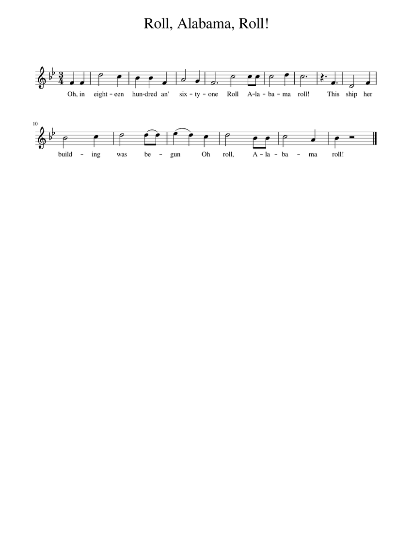 Roll, Alabama, Roll! Sheet Music for Piano (Solo) easy | MuseScore.com