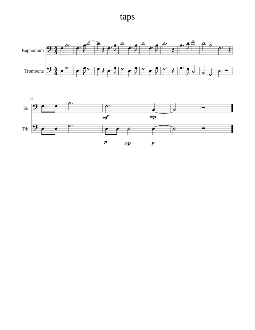 Taps 1 Sheet music for Trombone (General Handbell Ensemble) | Musescore.com