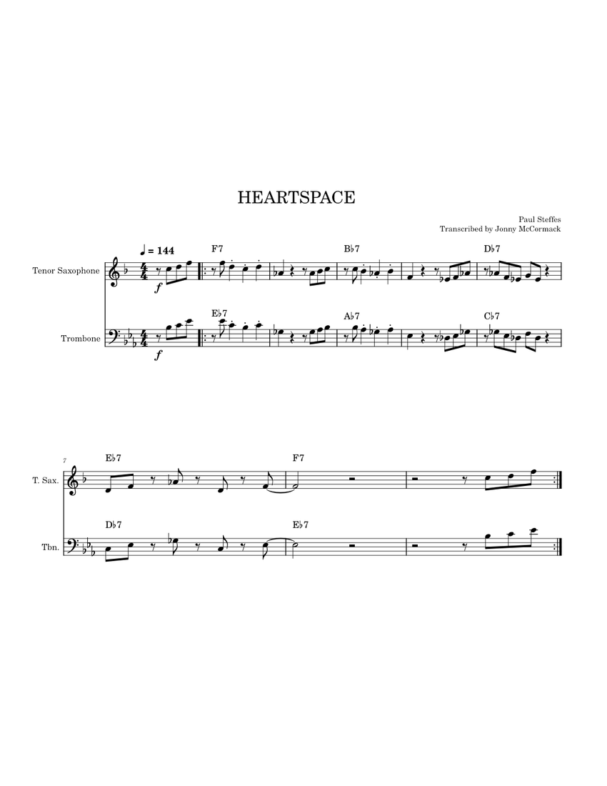 HEARTSPACE – Paul Steffes Sheet music for Trombone, Saxophone tenor ...