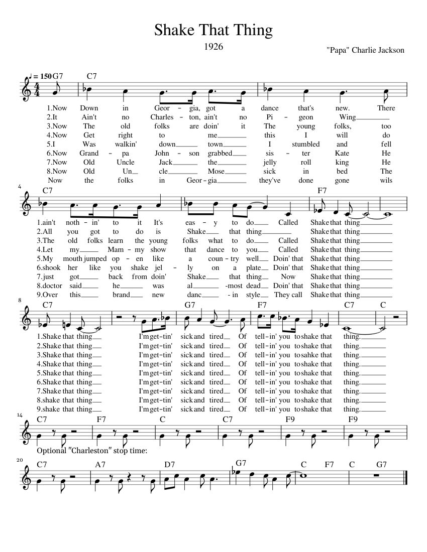 Shake That Thing Sheet music for Piano (Solo) | Musescore.com