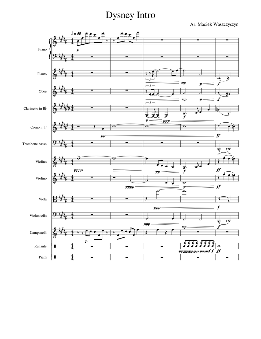 Disney movie intro – Cliff Edwards Dysney Intro Sheet Music for Piano ...