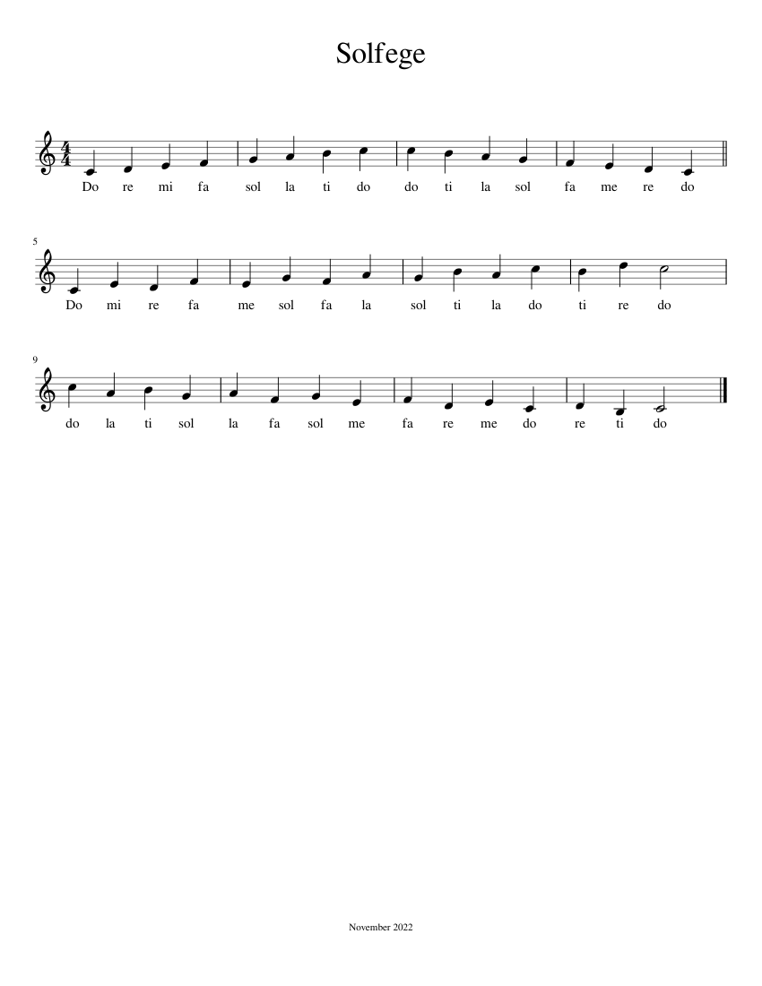 Solfege Sheet Music for Piano (Solo) easy | MuseScore.com