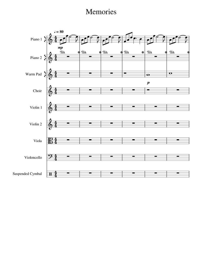 Memories Sheet music for Piano, Violin, Viola, Cello & more instruments ...