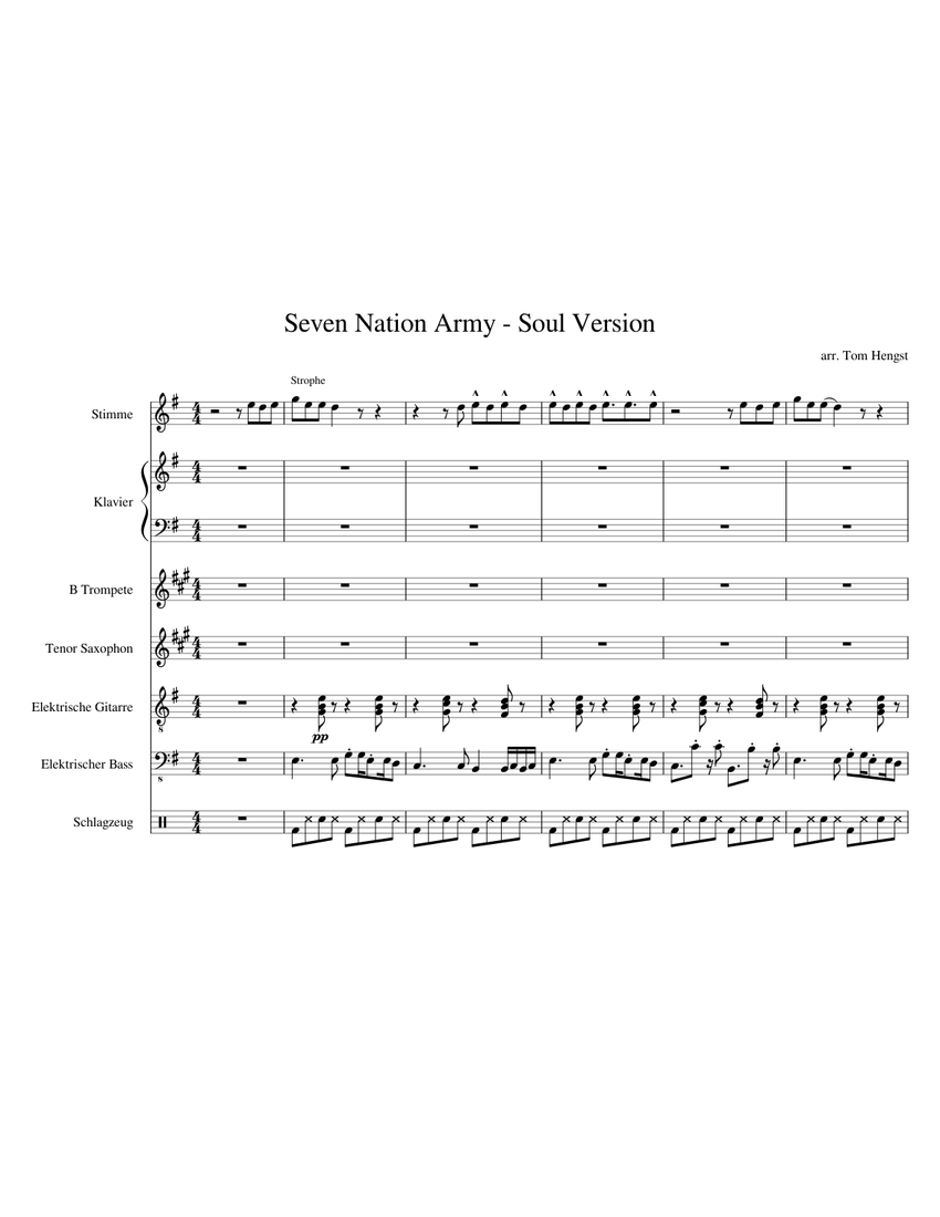 Seven Nation Army - Retro Version Sheet Music for Piano, Vocals ...