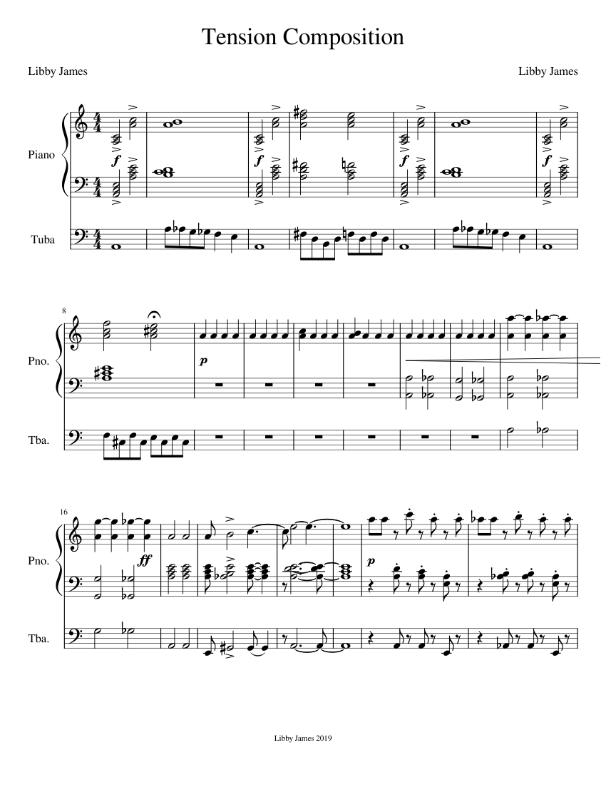 Tension Composition Sheet music for Piano, Tuba (Solo) | Musescore.com