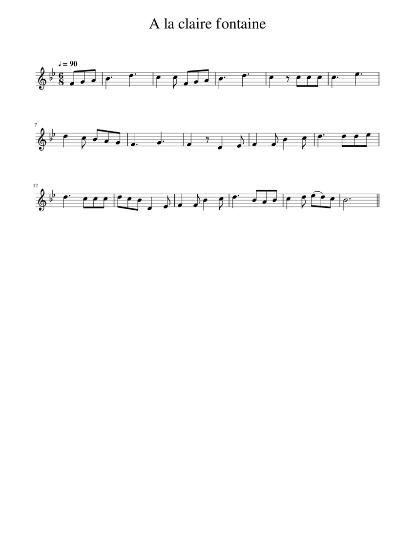 A la claire fontaine Sheet music for Piano (Solo) Easy | Musescore.com