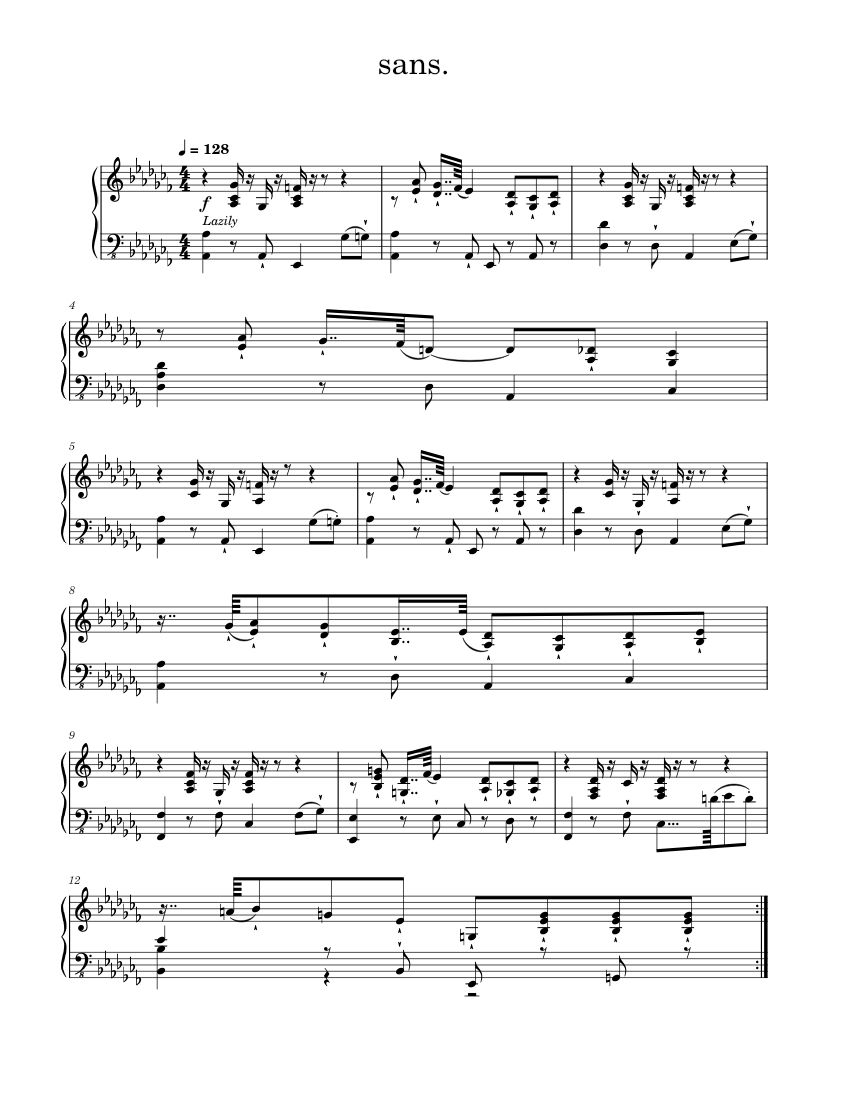 sans. - Undertale Sheet Music for Piano (Solo) | MuseScore.com