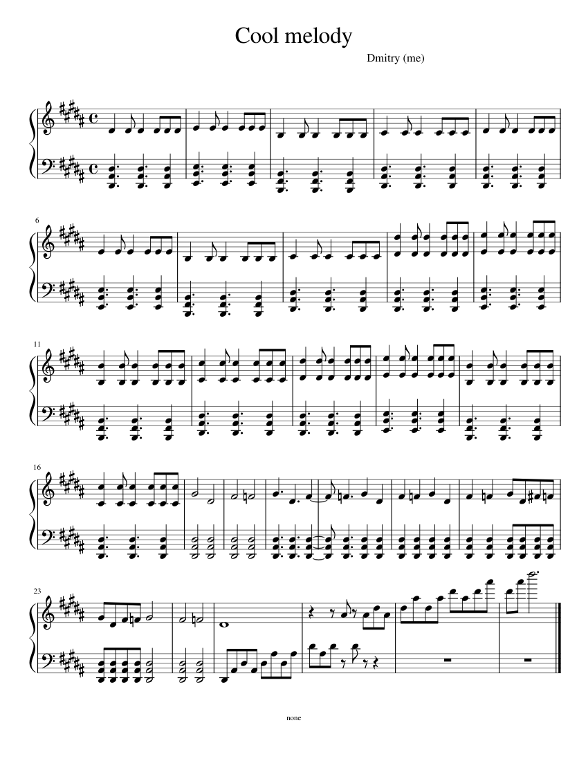 Cool melody Sheet Music for Piano (Solo) easy | MuseScore.com