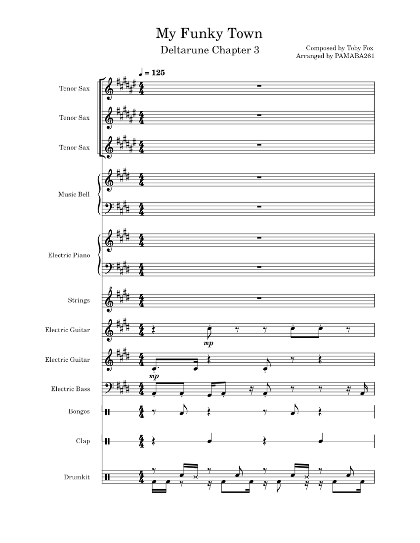 My Funky Town – Toby Fox My Funky Town Sheet Music for Piano, Saxophone ...