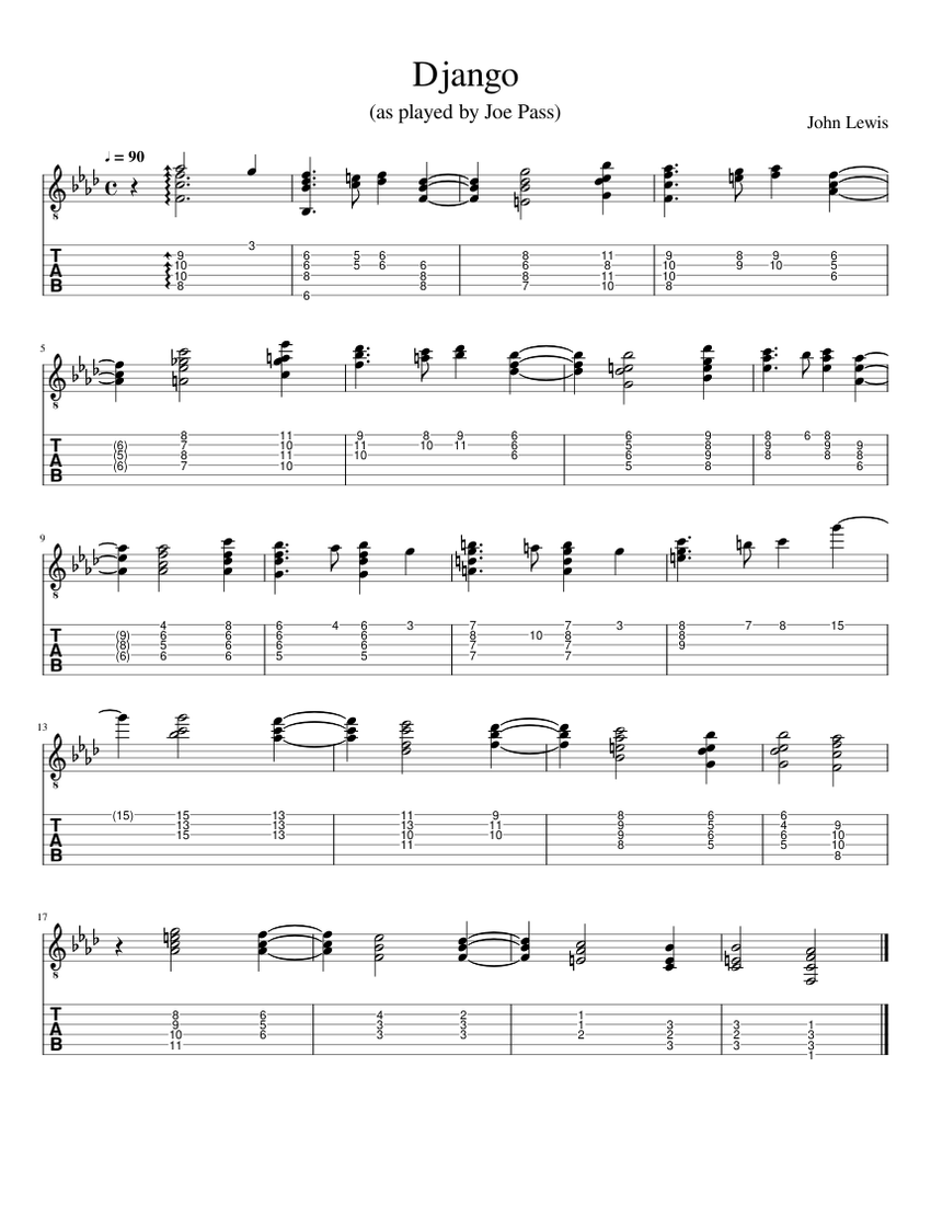 Django Sheet music for Guitar (Solo) | Musescore.com