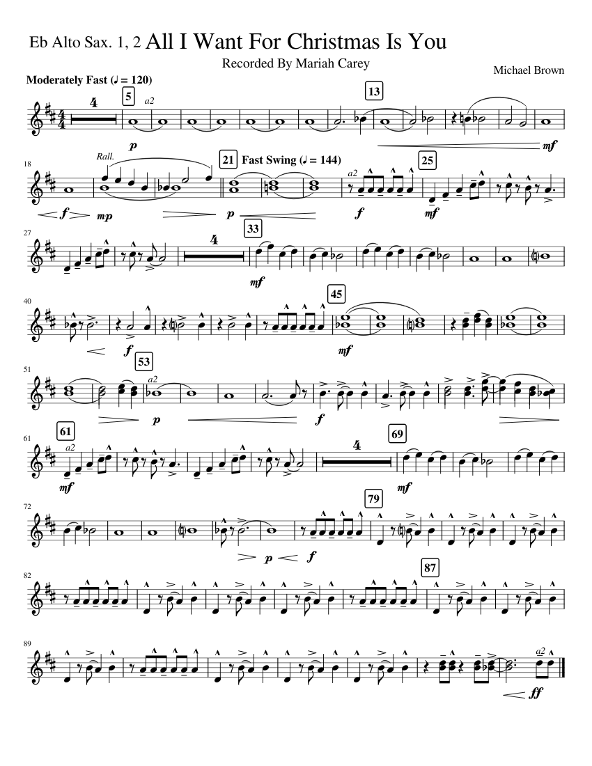 All I Want For Christmas Is You Sheet music for Saxophone alto (Solo ...