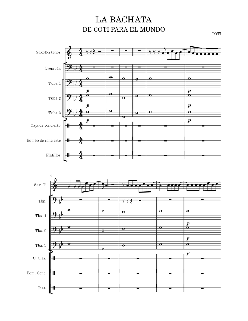BACHATA MELODIA – B. DURAFOUR LA BACHATA Sheet music for Trombone, Tuba ...