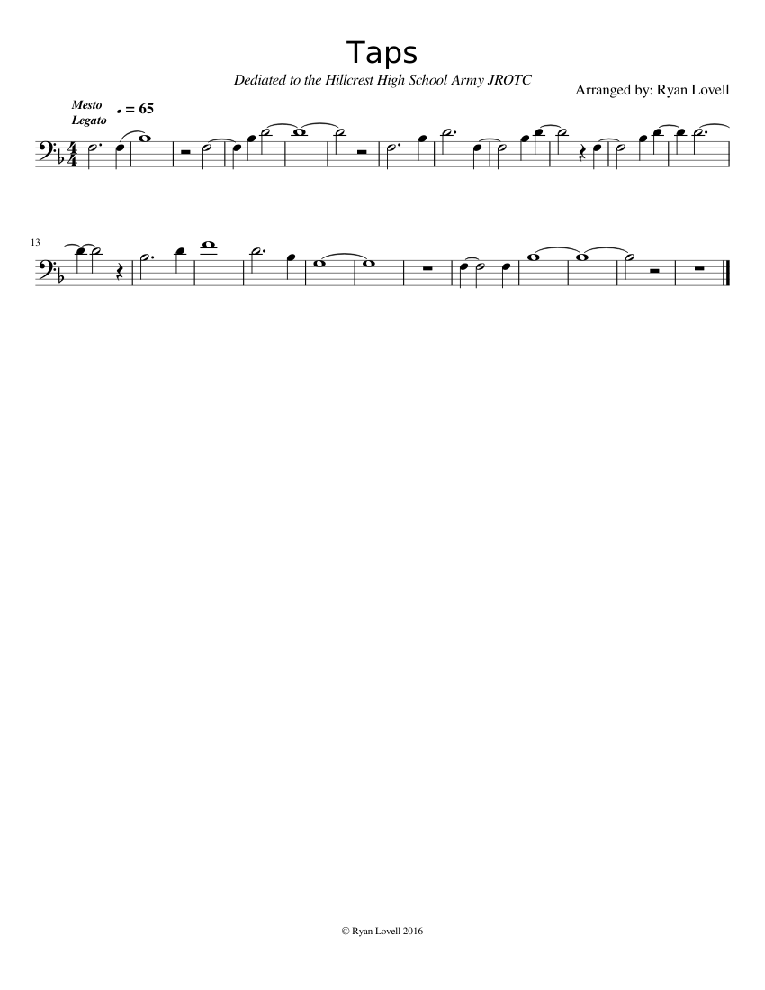 Taps Sheet music for Euphonium (Solo) | Musescore.com