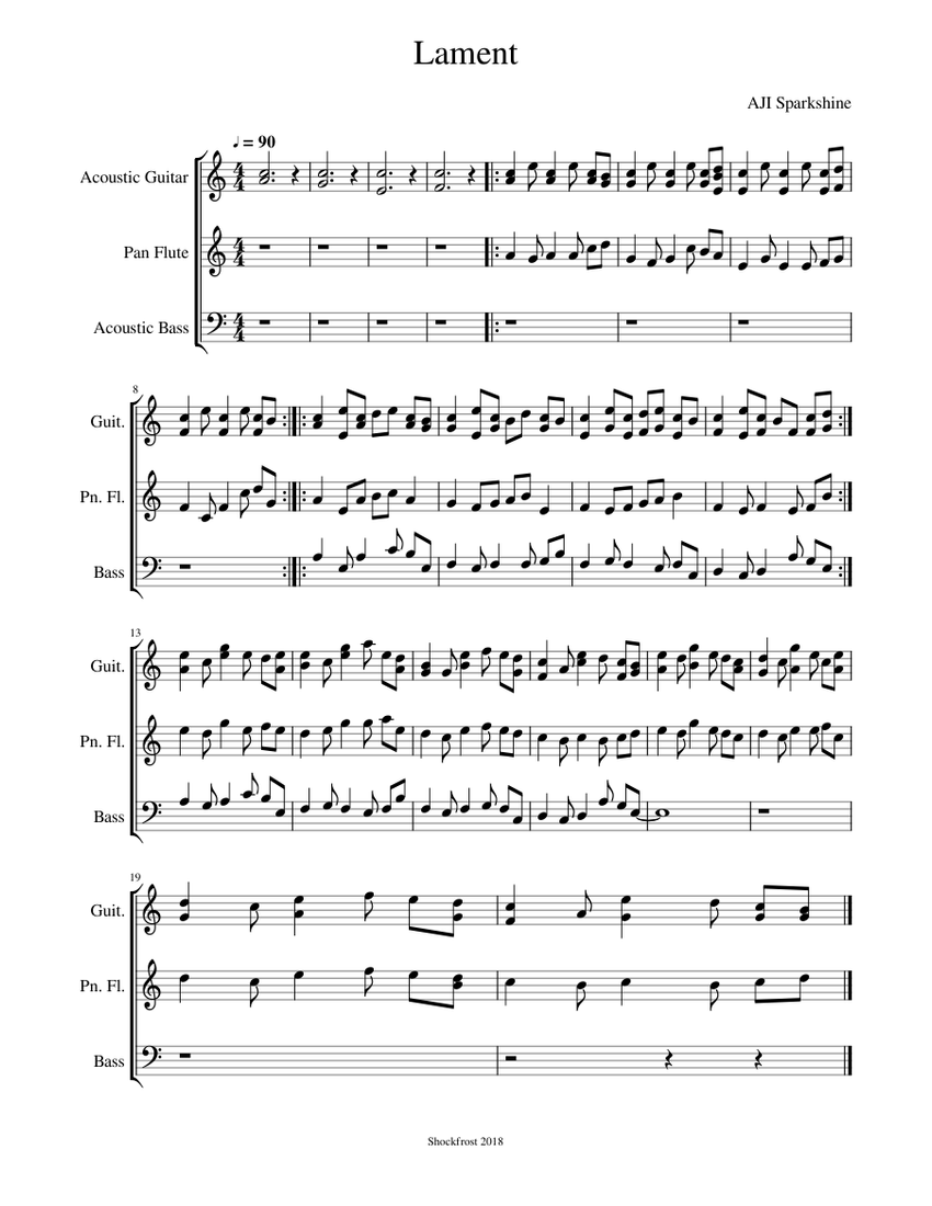 Lament Sheet Music for Guitar, Bass guitar, Flute other (Mixed Trio ...
