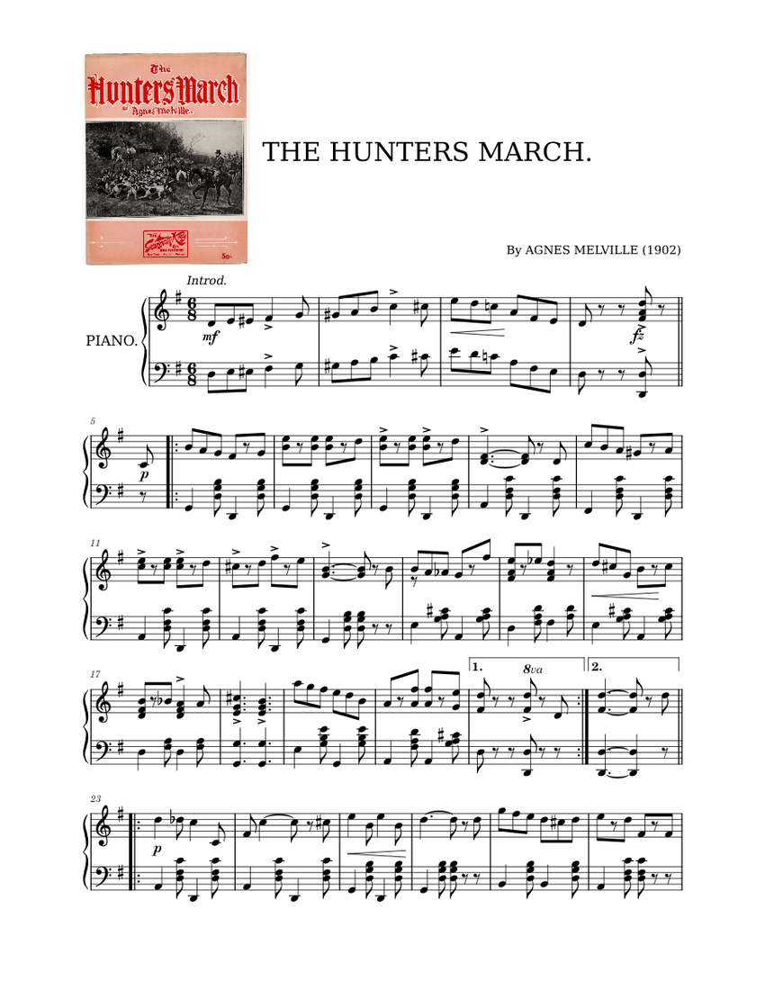 The Hunters March by Agnes Melville (1902) Sheet Music for Piano (Solo ...