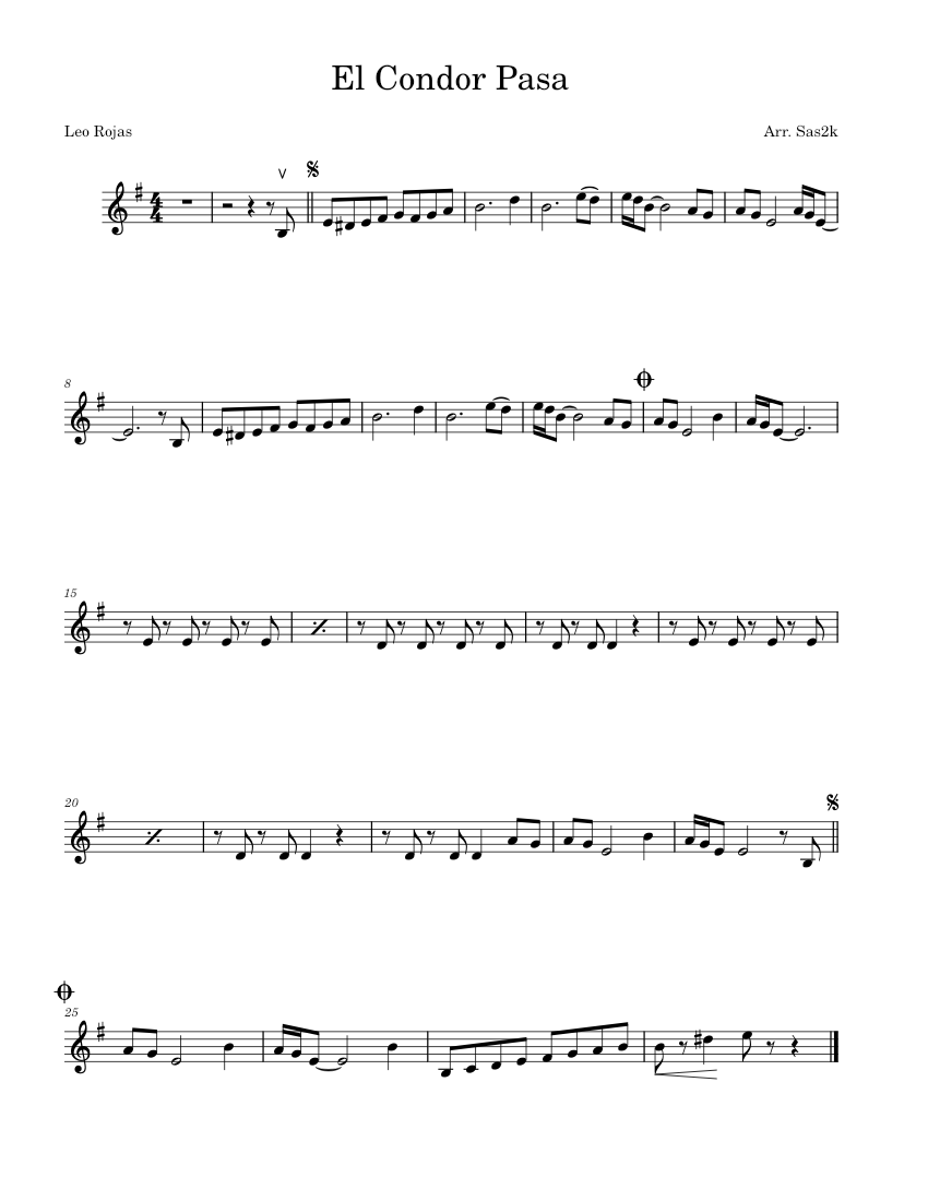 El condor pasa – Misc Traditional Violin Solo Sheet music for Violin ...